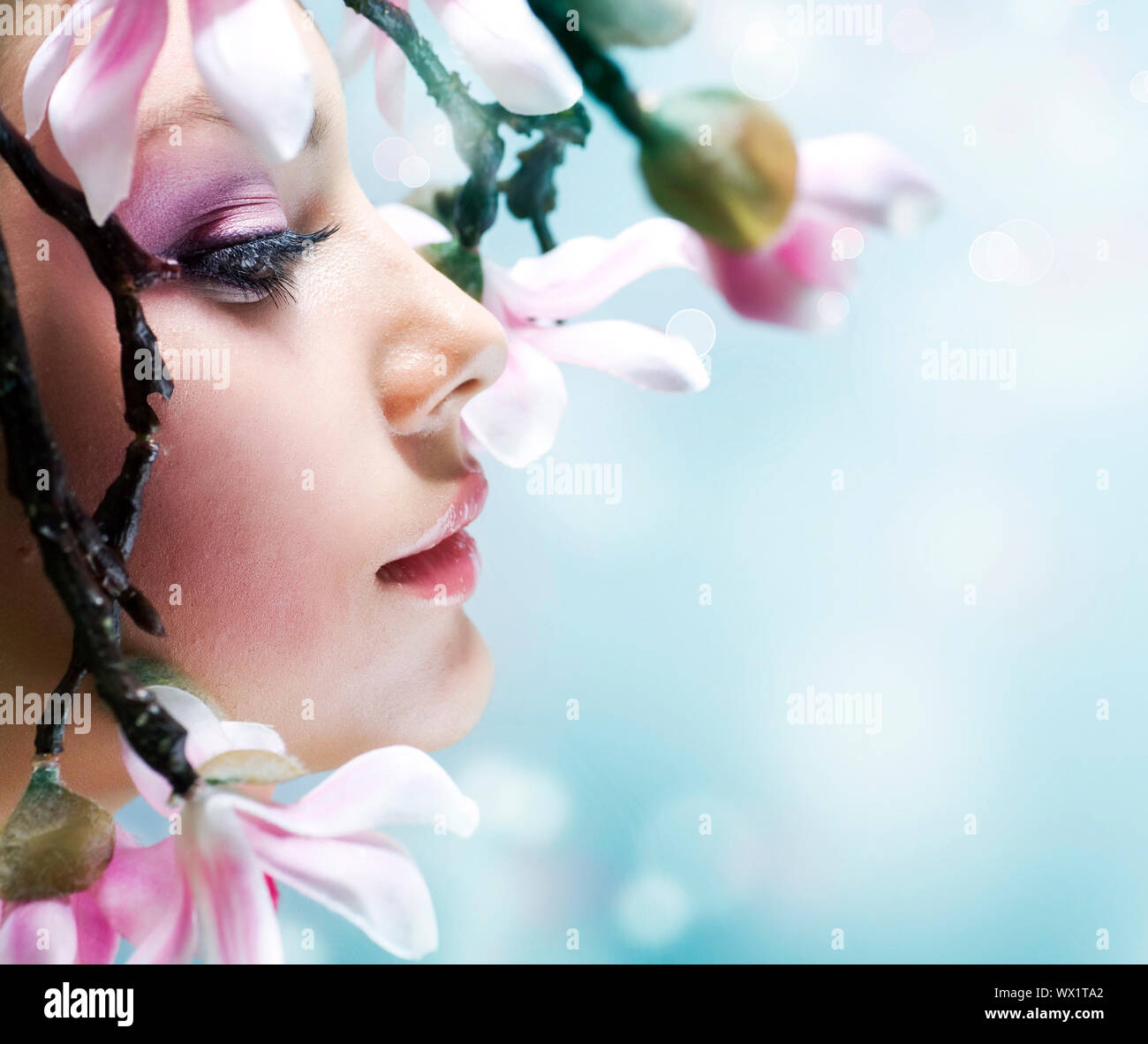Beautiful Spring Girl with flowers Stock Photo - Alamy