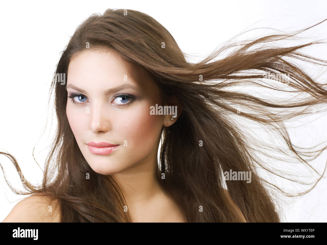 Beautiful Girl with long Hair. Perfect Skin Stock Photo - Alamy