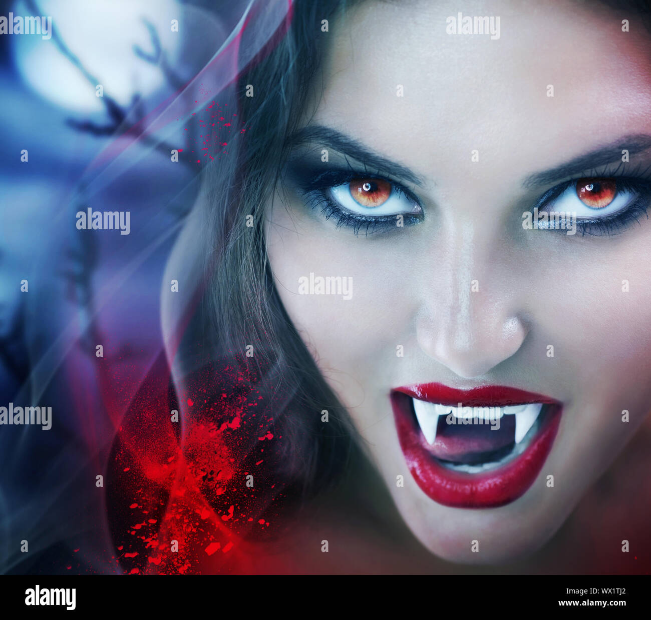 Female vampire bloody mouth hi-res stock photography and images - Alamy