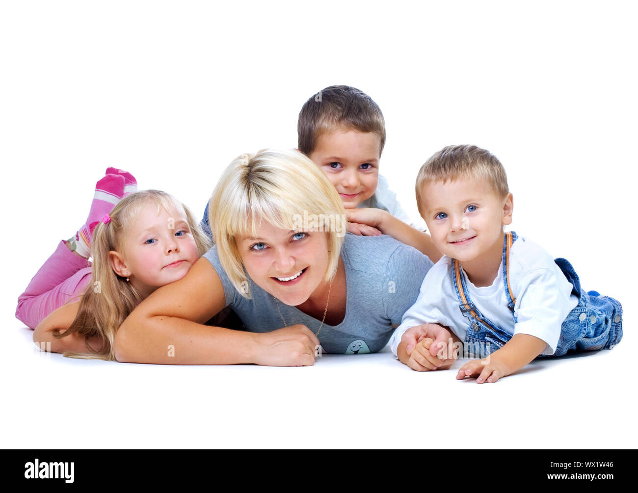 Laughing family three having fun Cut Out Stock Images & Pictures - Alamy