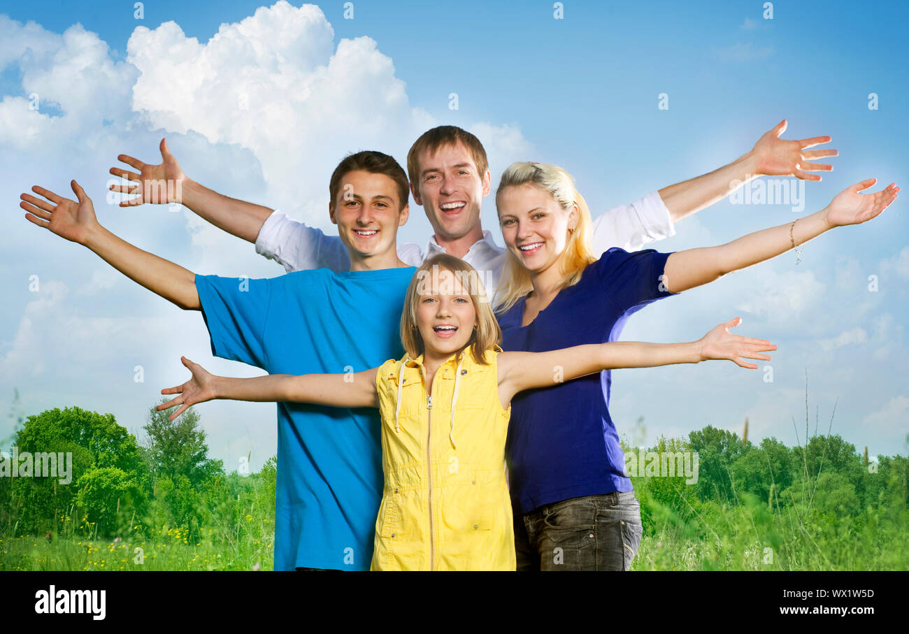 Happy Friends Outdoors Stock Photo - Alamy