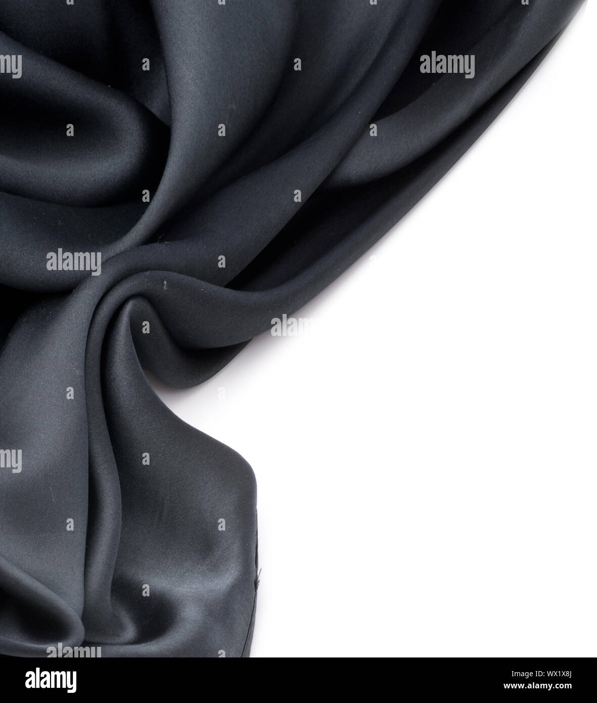 Natural Black Silk Over White Stock Photo - Alamy