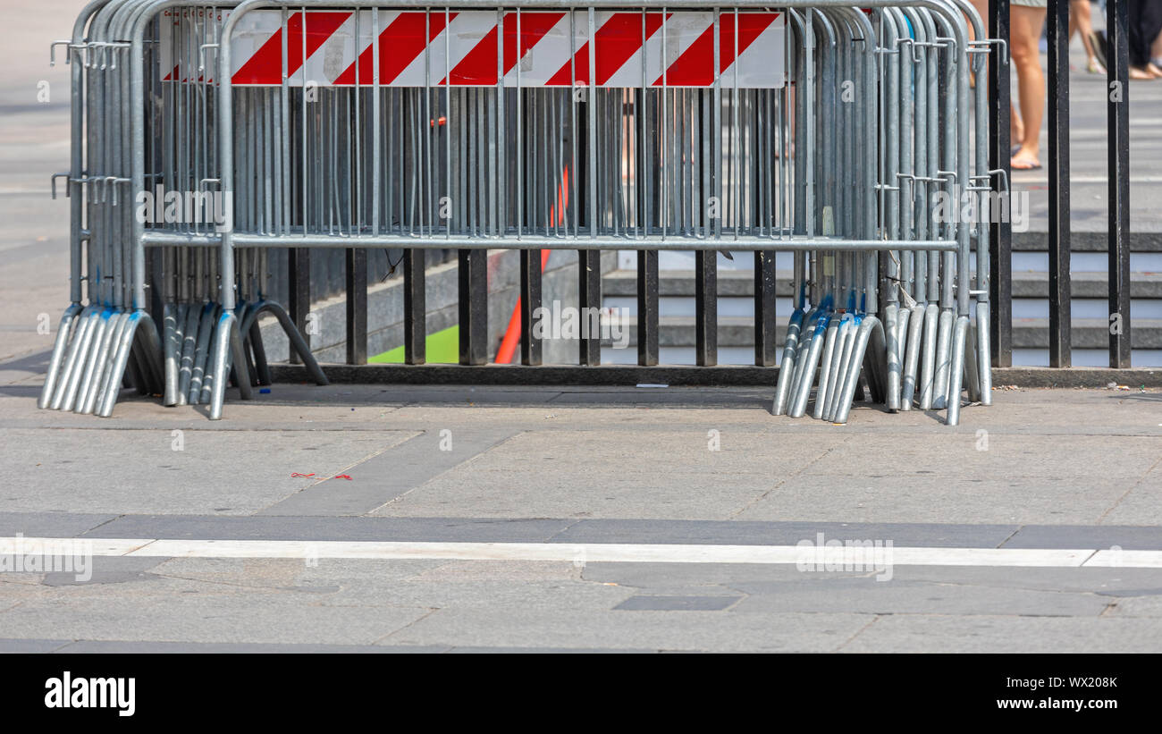 Crowd control barricades hi-res stock photography and images - Alamy