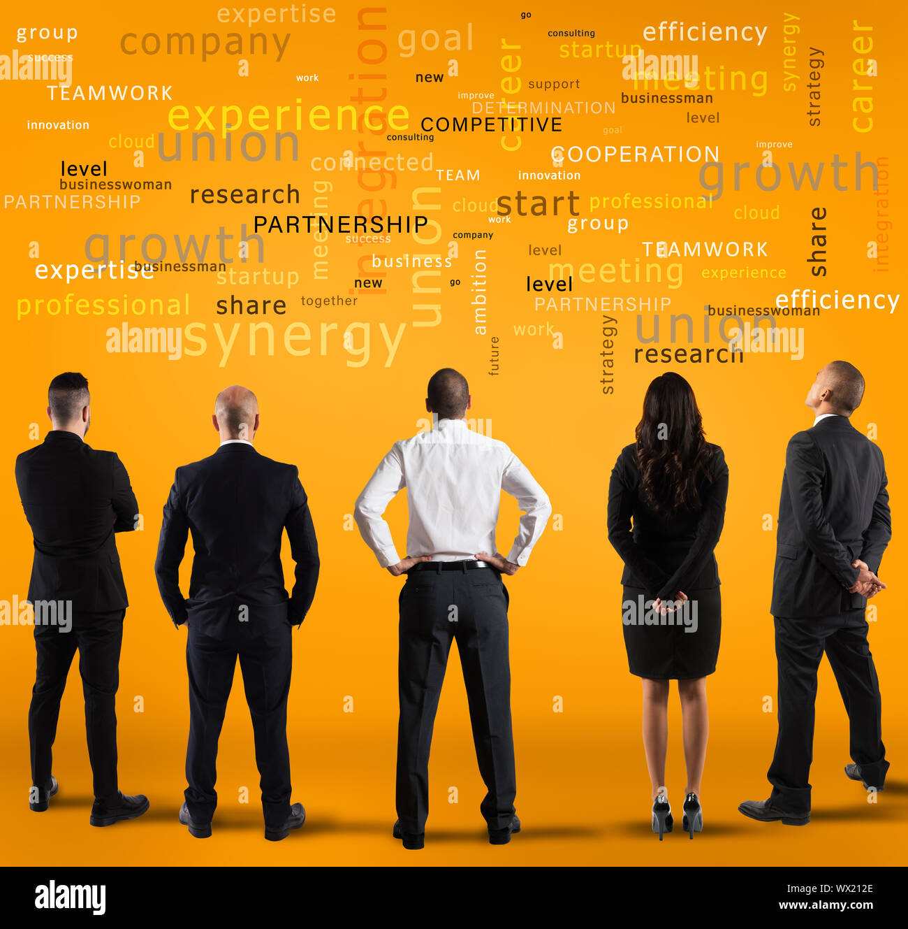 Group of businessmen observing the key concepts for the success of ...