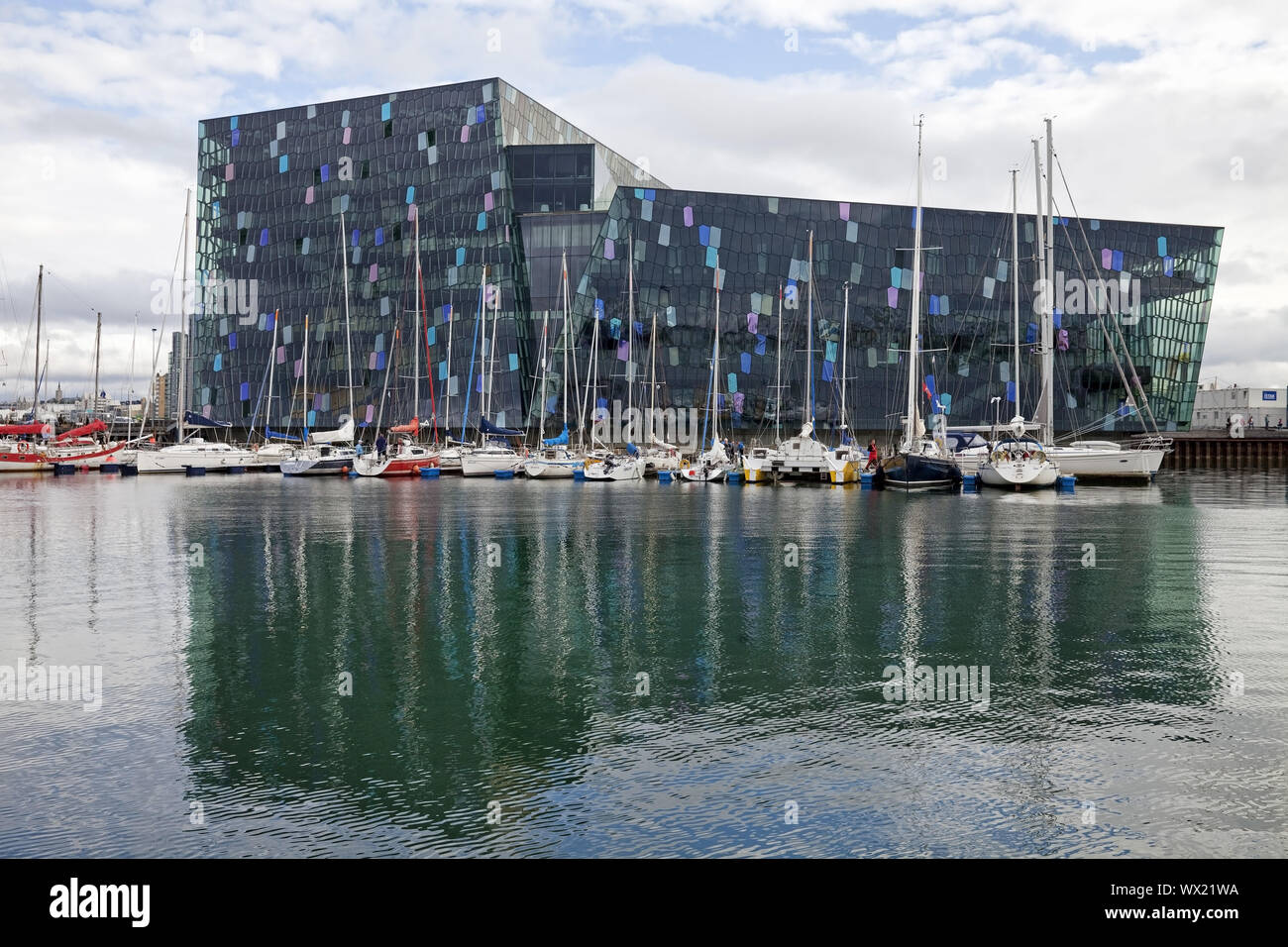 Harpa Concert Hall with marina, dichromatic glass facade by Olafur ...