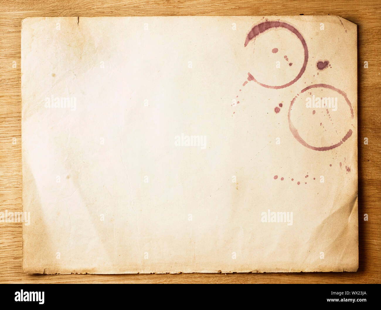 Old Paper Sheet Over Wooden Background Stock Photo - Alamy