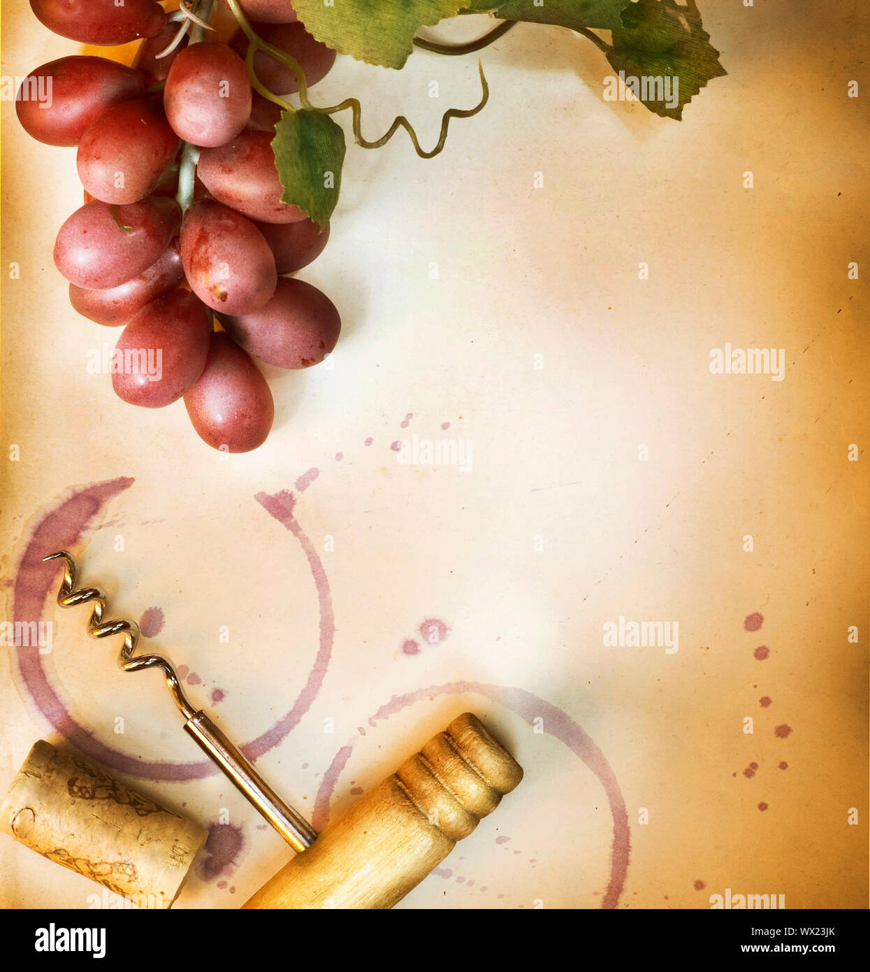 Wine Border Design Over Vintage Paper Background Stock Photo - Alamy