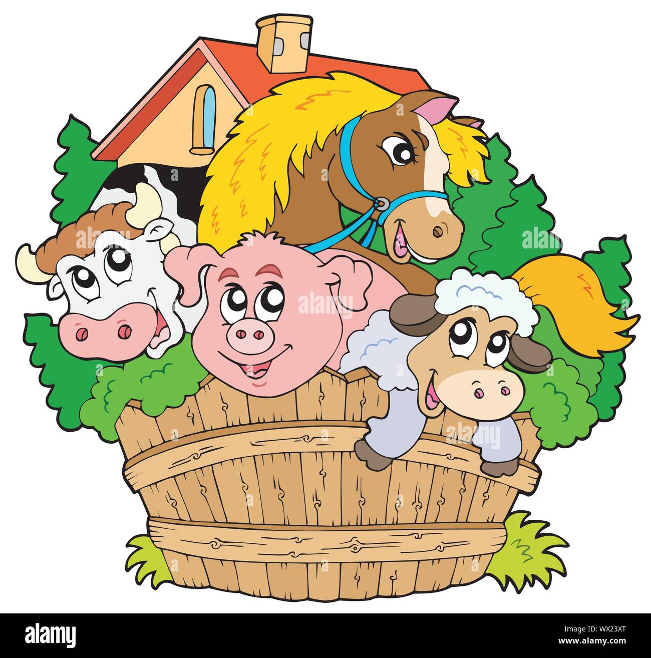 Group cows cartoon hi-res stock photography and images - Alamy