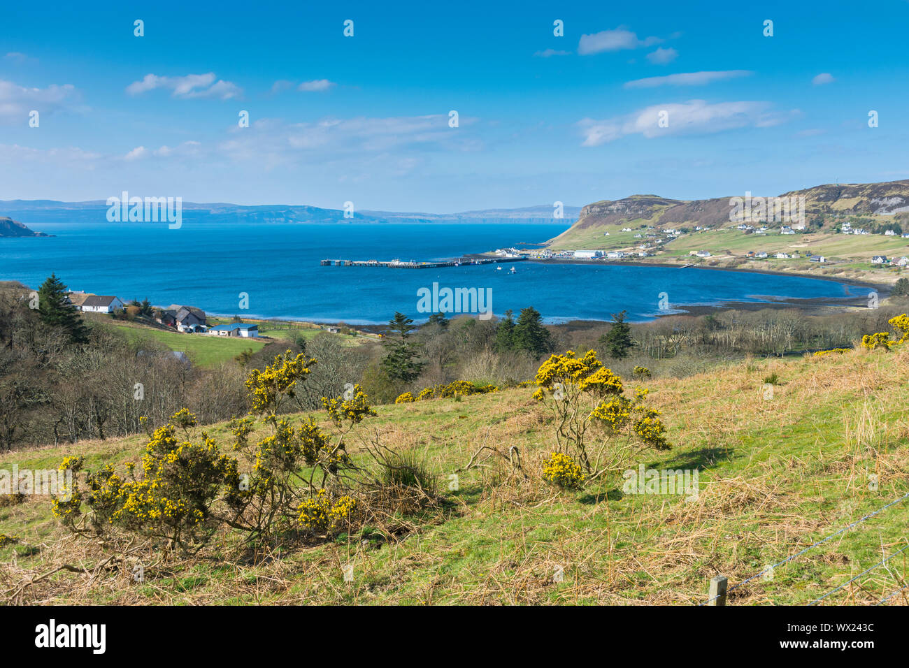 The village of Uig, Uig Bay and the King Edward Pier, Trotternish, Isle ...