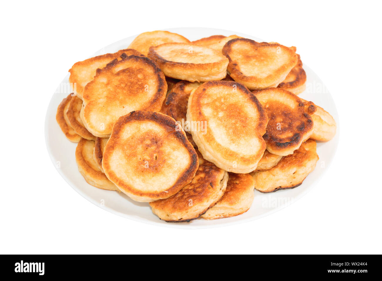 Yellow plate delicious pancakes Cut Out Stock Images & Pictures - Alamy