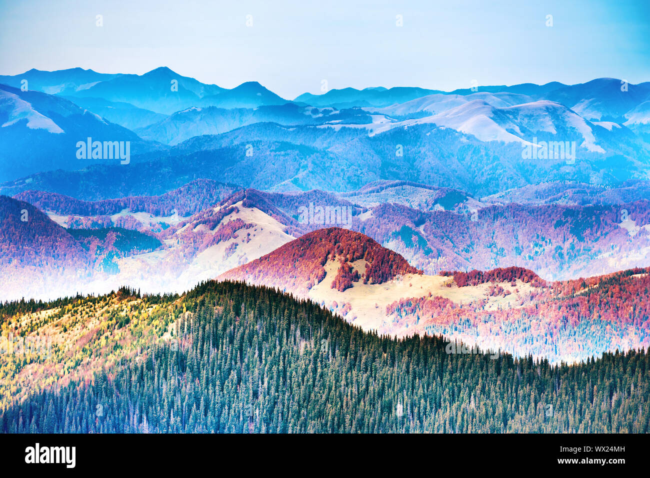 Landscape with colorful mountain ranges Stock Photo - Alamy