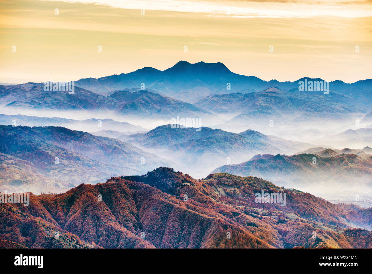 Landscape with colorful mountain ranges Stock Photo - Alamy