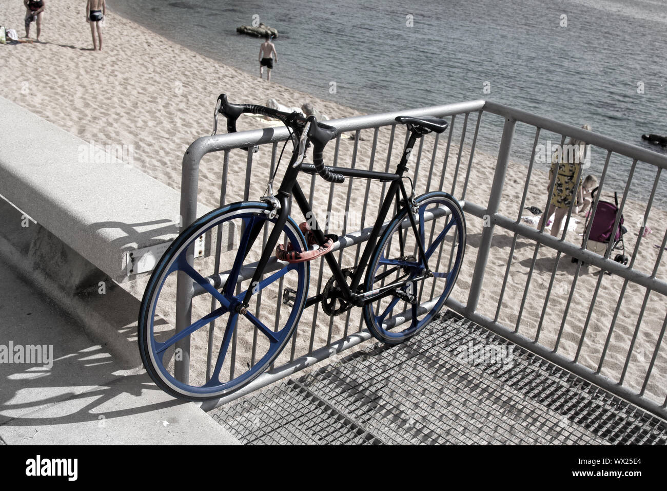 touring bikes on beach stand Stock Photo - Alamy