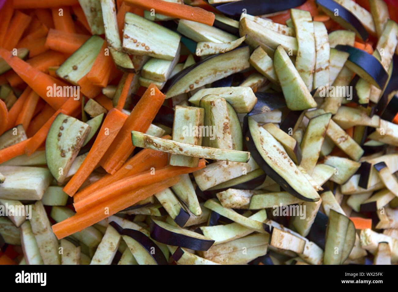 Vegetable dishes in cooking process, vegetarian diet Stock Photo - Alamy