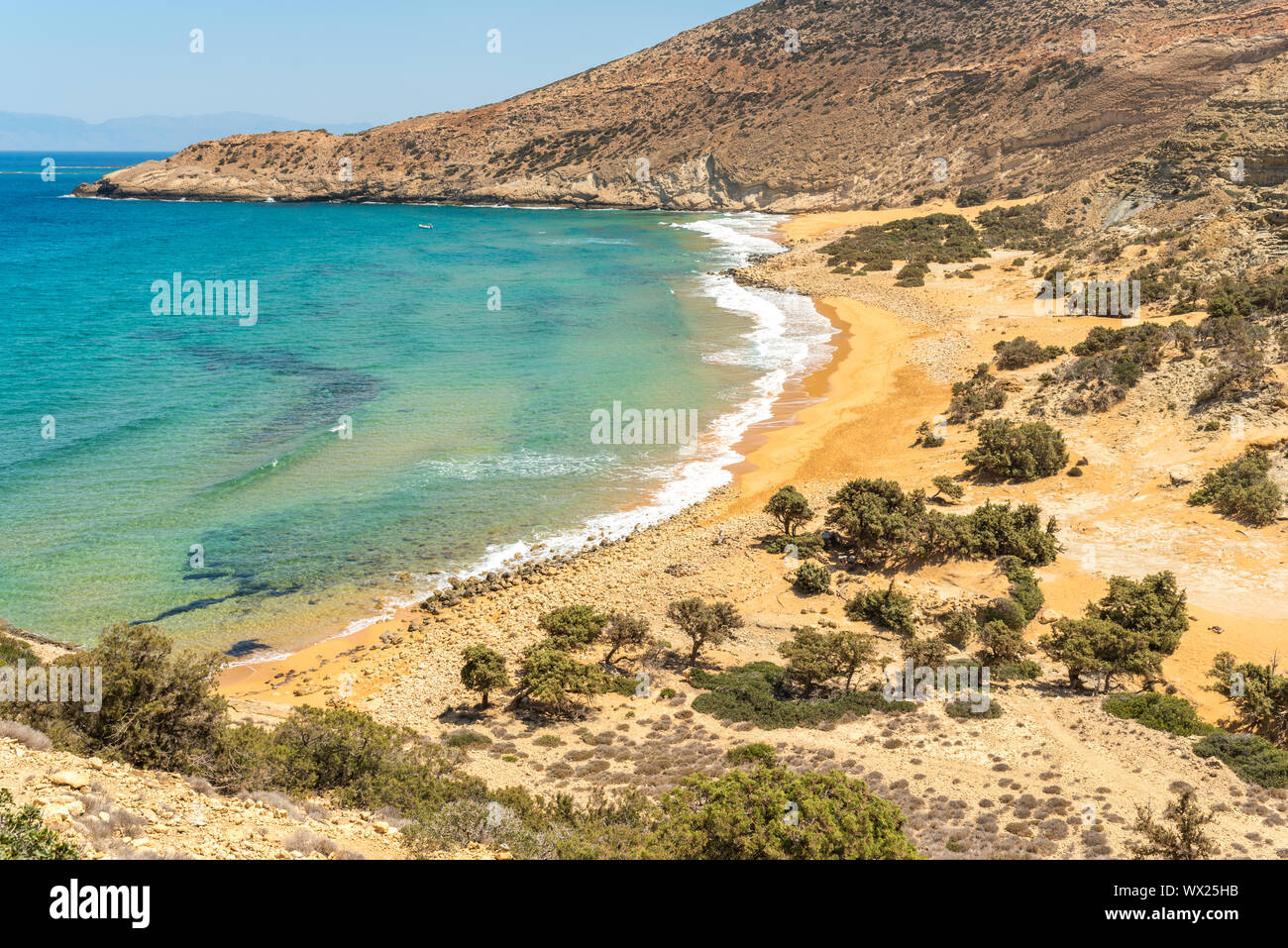 The Potamos beach at the northwest coast of the island Gavdos Stock ...