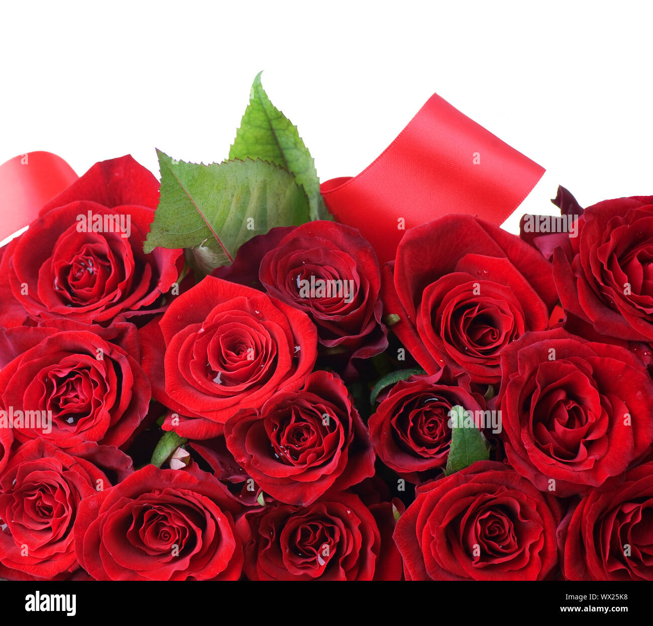 Red Roses Bouquet border. Flowers Stock Photo - Alamy