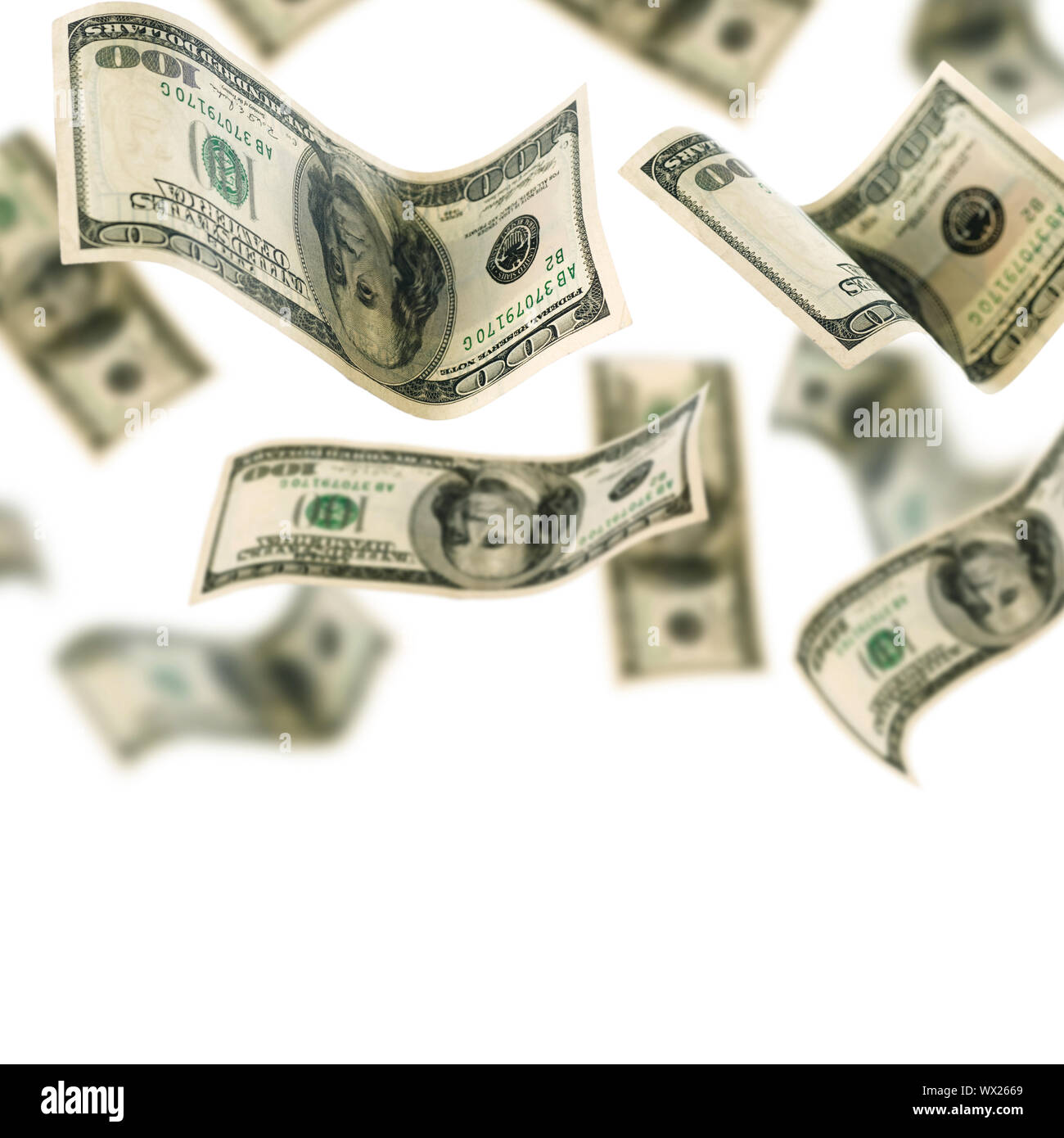 One hundred dollar bills flying hi-res stock photography and images - Alamy