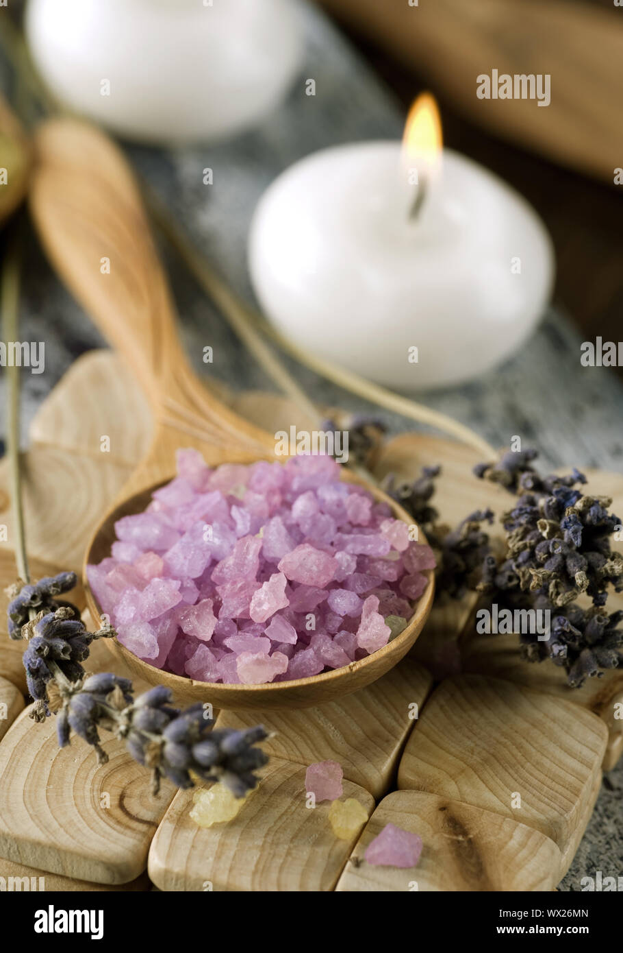Spa Lavender Salt Stock Photo - Alamy