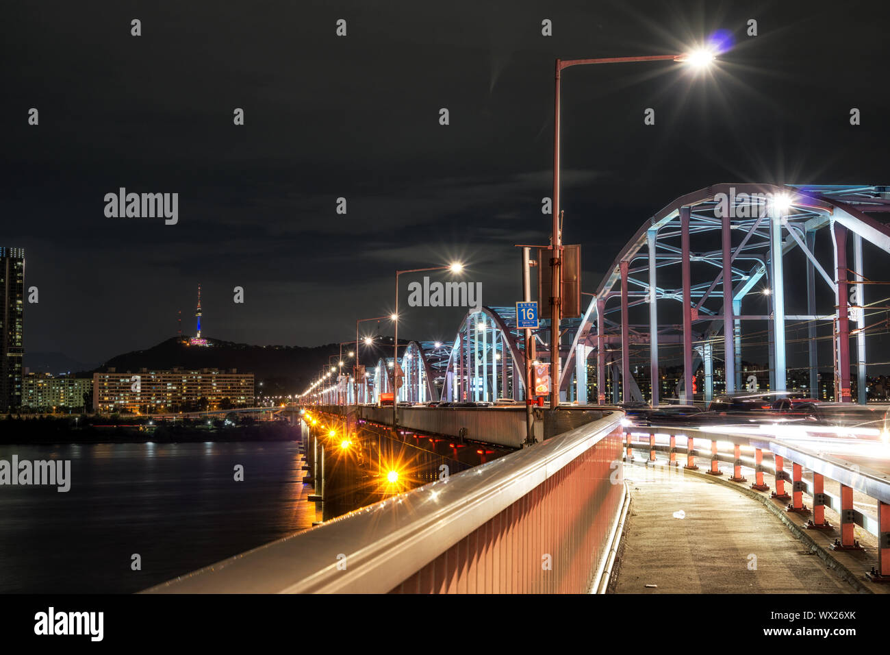 Dongjak bridge and Namsan tower Stock Photo - Alamy