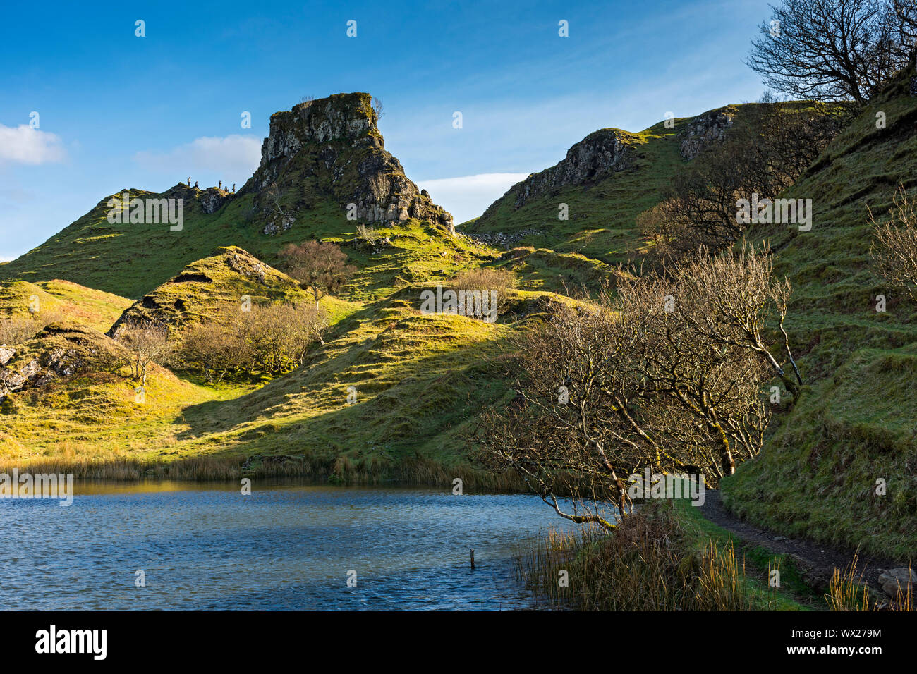 The rock tower known as Castle Ewen in the Fairy Glen, Glen Uig ...