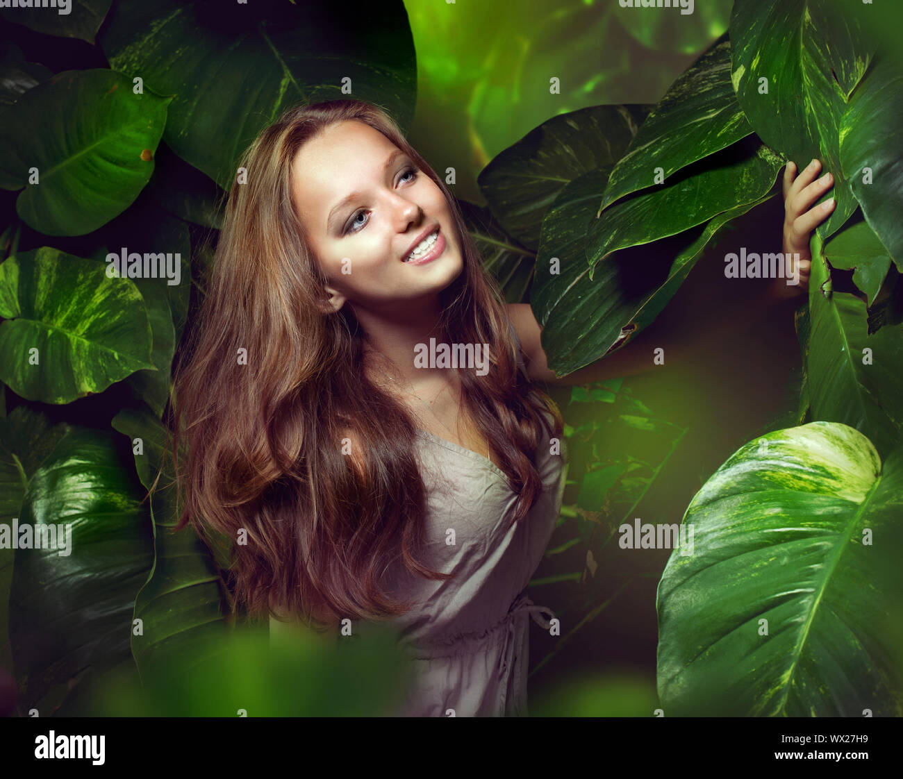 Beautiful Girl in Jungle Stock Photo - Alamy
