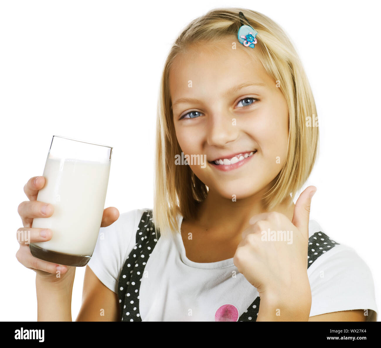 Girl Drinking Milk Stock Photo - Alamy