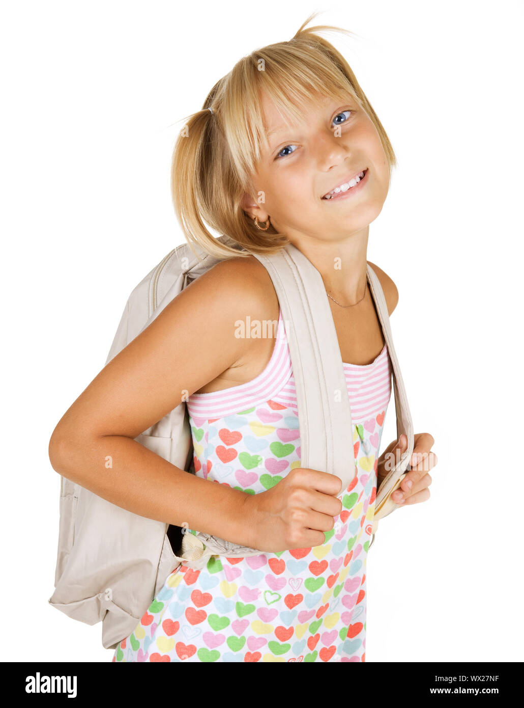 Pretty School Girl Portrait. Isolated On White Stock Photo - Alamy