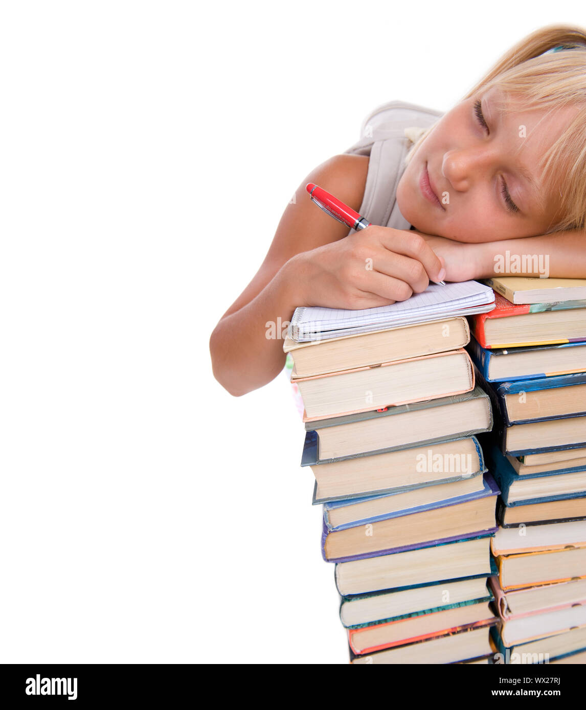 Back To School. Tired School Girl Stock Photo - Alamy
