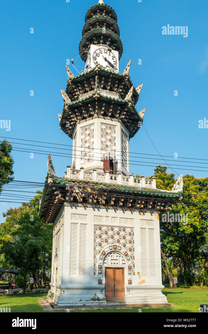 Stylish clock tower inside the Lumphini Park in Bangkok Stock Photo - Alamy