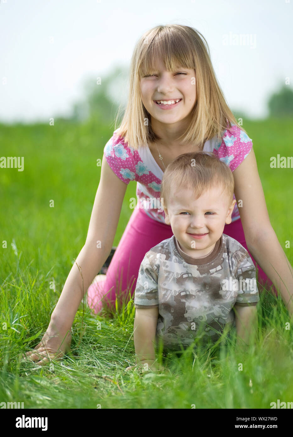 Happy Kids Having Fun Outdoor Stock Photo - Alamy