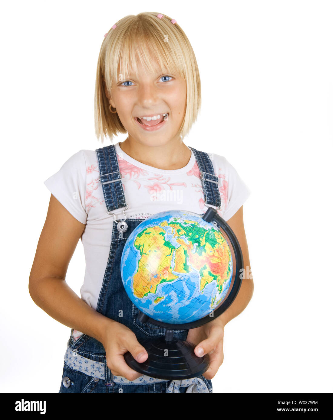 Pretty School Girl Portrait. Isolated On White Stock Photo - Alamy
