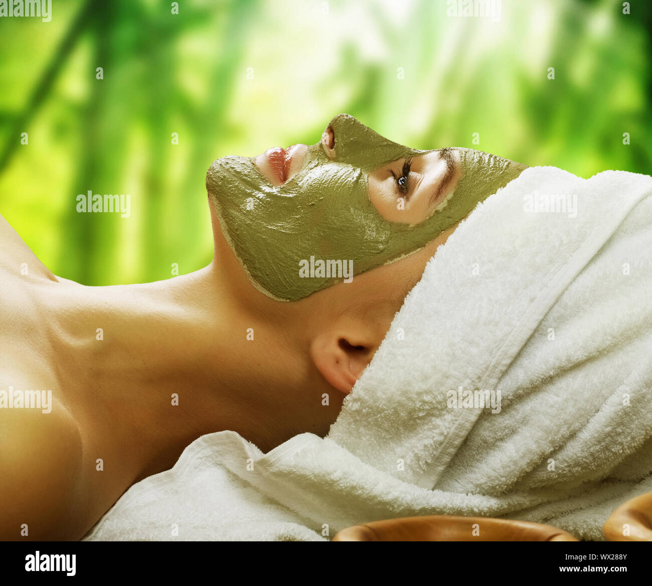 Woman in Spa. Mud Mask Stock Photo - Alamy