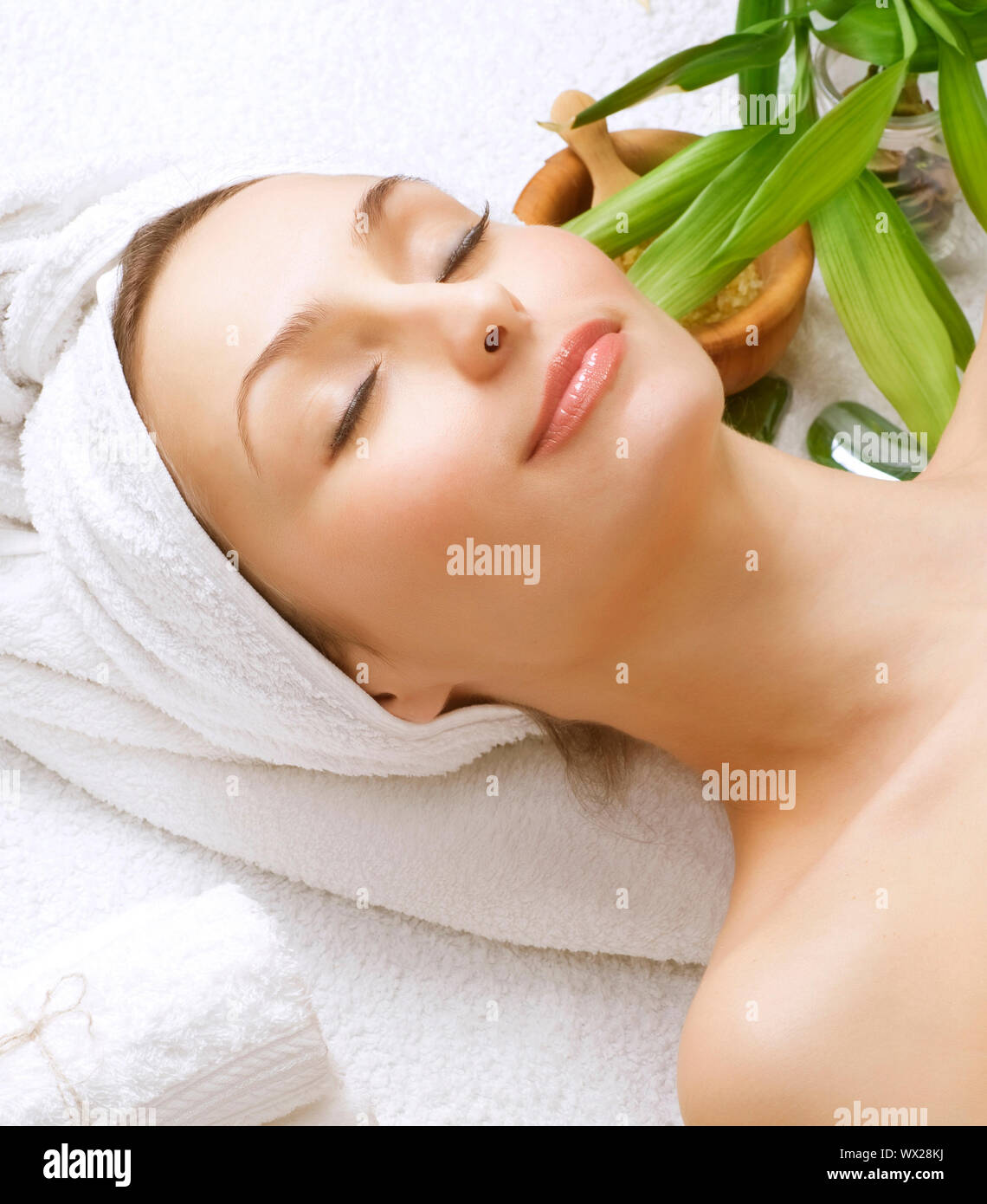 Beautiful Spa Woman. Clean Skin Stock Photo - Alamy