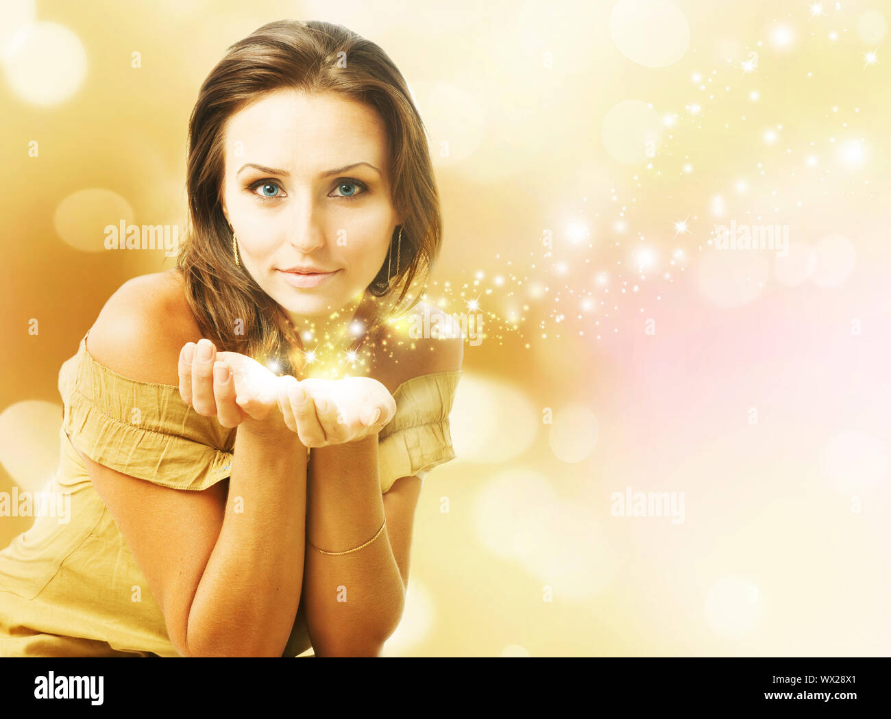 Beautiful Girl And Her Magic Stock Photo - Alamy