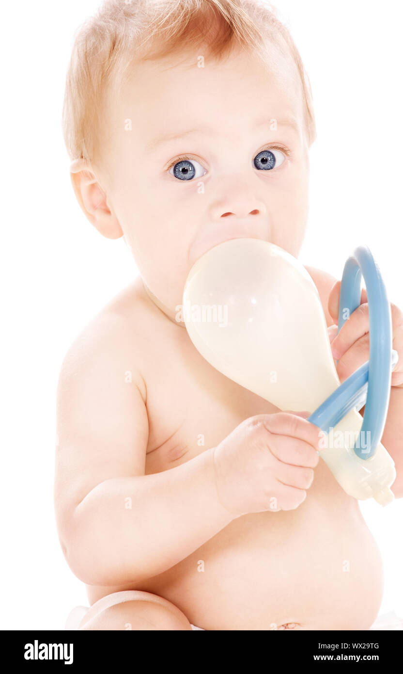 baby boy with big pacifier Stock Photo - Alamy