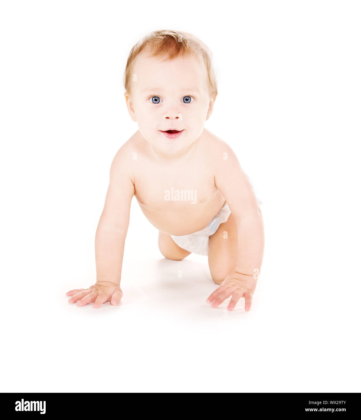 crawling baby boy in diaper Stock Photo - Alamy