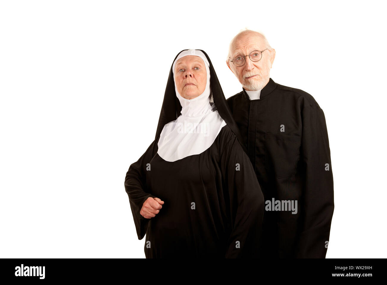 Portrait of funny Catholic priest and nun Stock Photo - Alamy