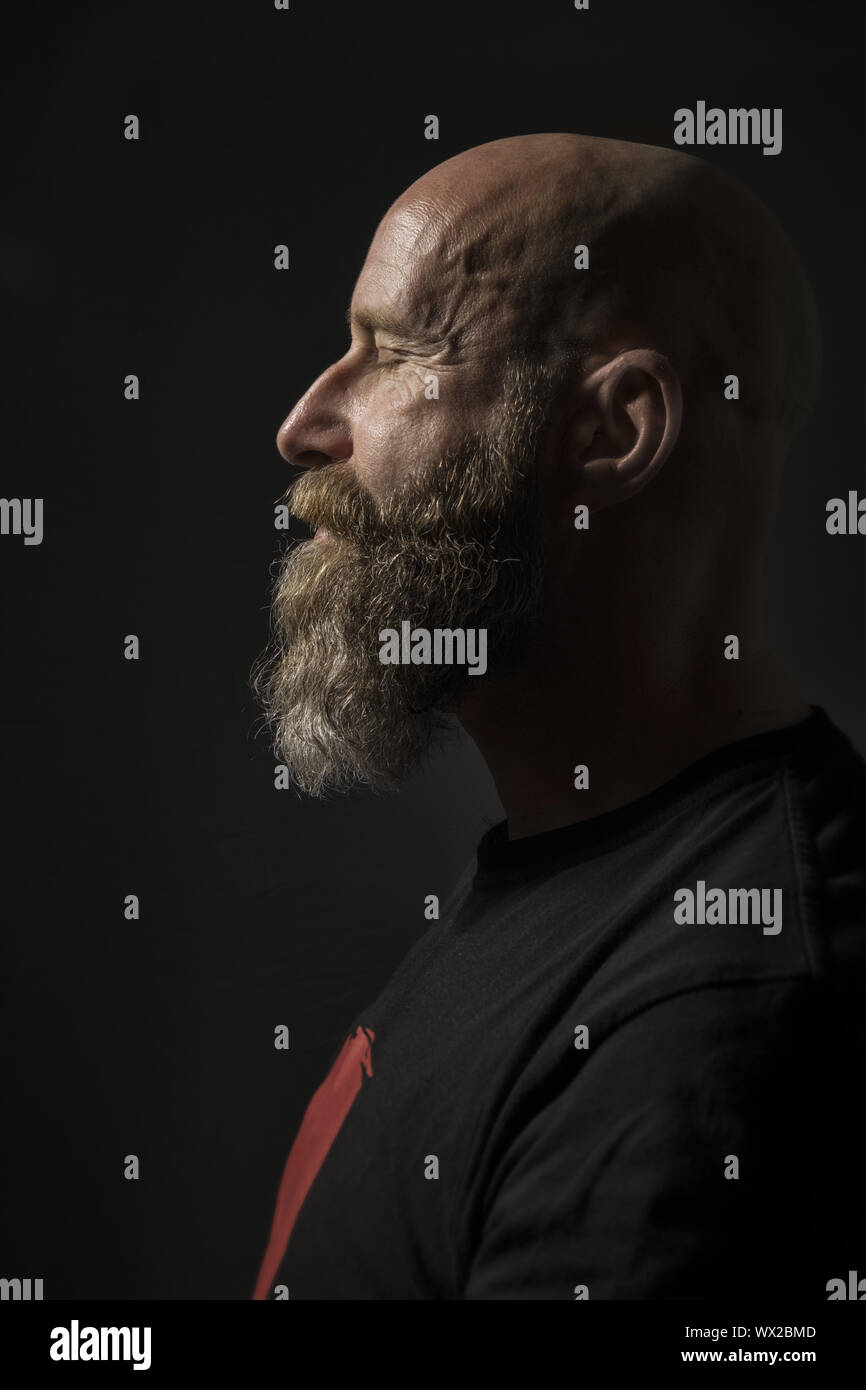 Old man side profile white background hi-res stock photography and ...