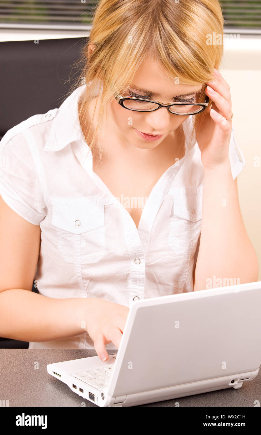 picture of office girl with laptop computer Stock Photo - Alamy