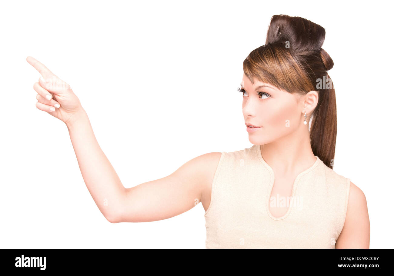woman pointing her finger Stock Photo - Alamy