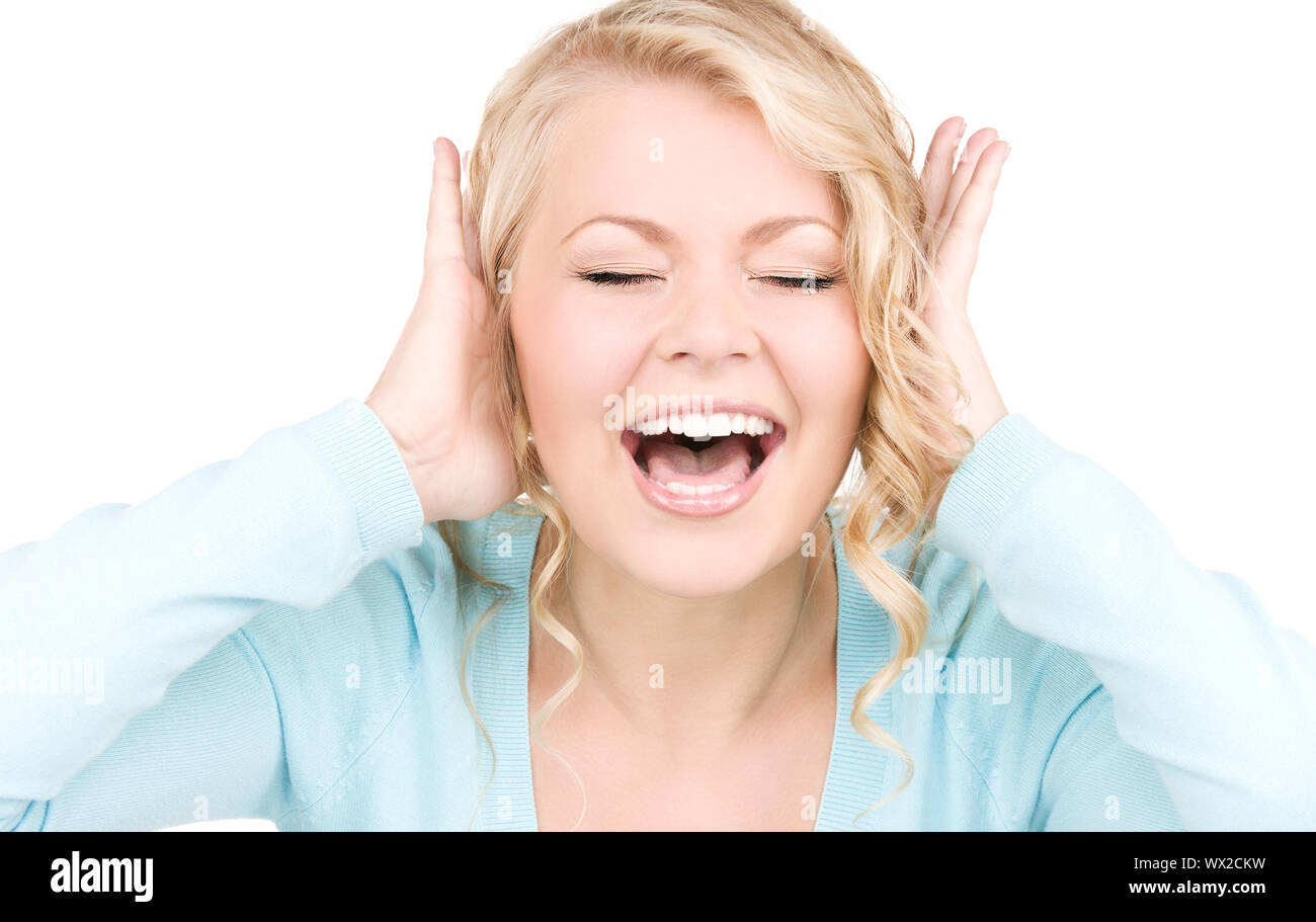 happy screaming woman Stock Photo - Alamy