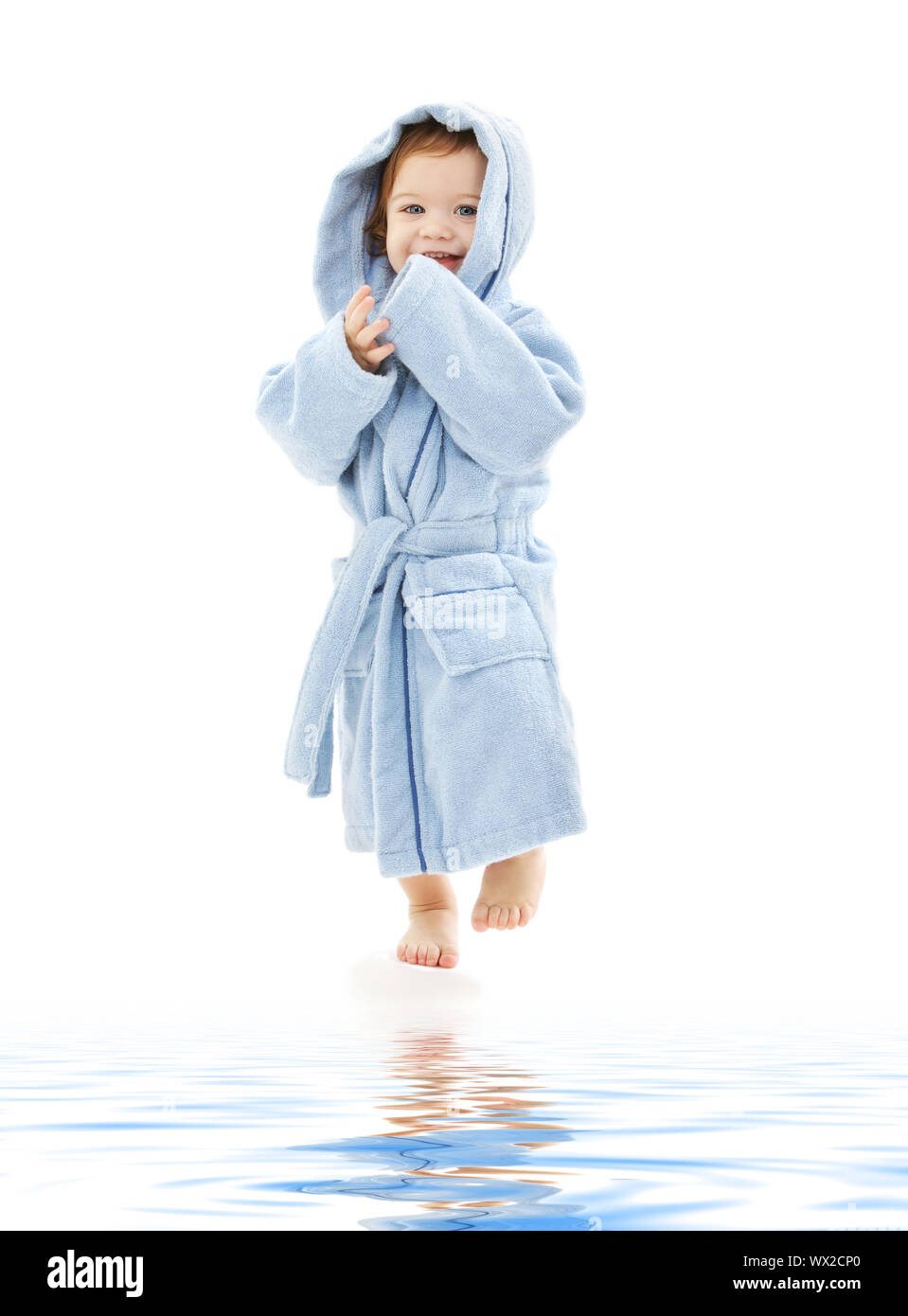 baby boy in blue robe Stock Photo - Alamy
