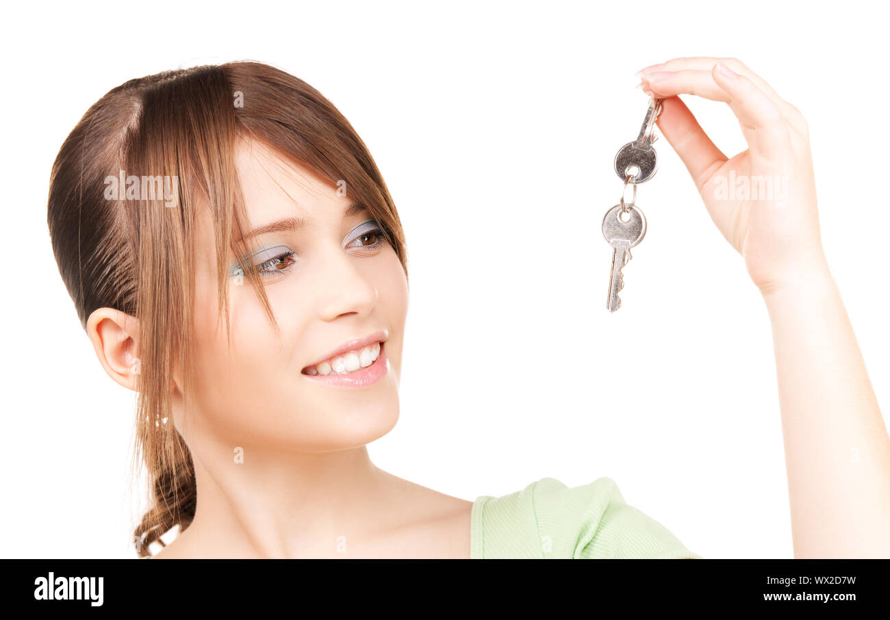 happy teenage girl with keys Stock Photo - Alamy