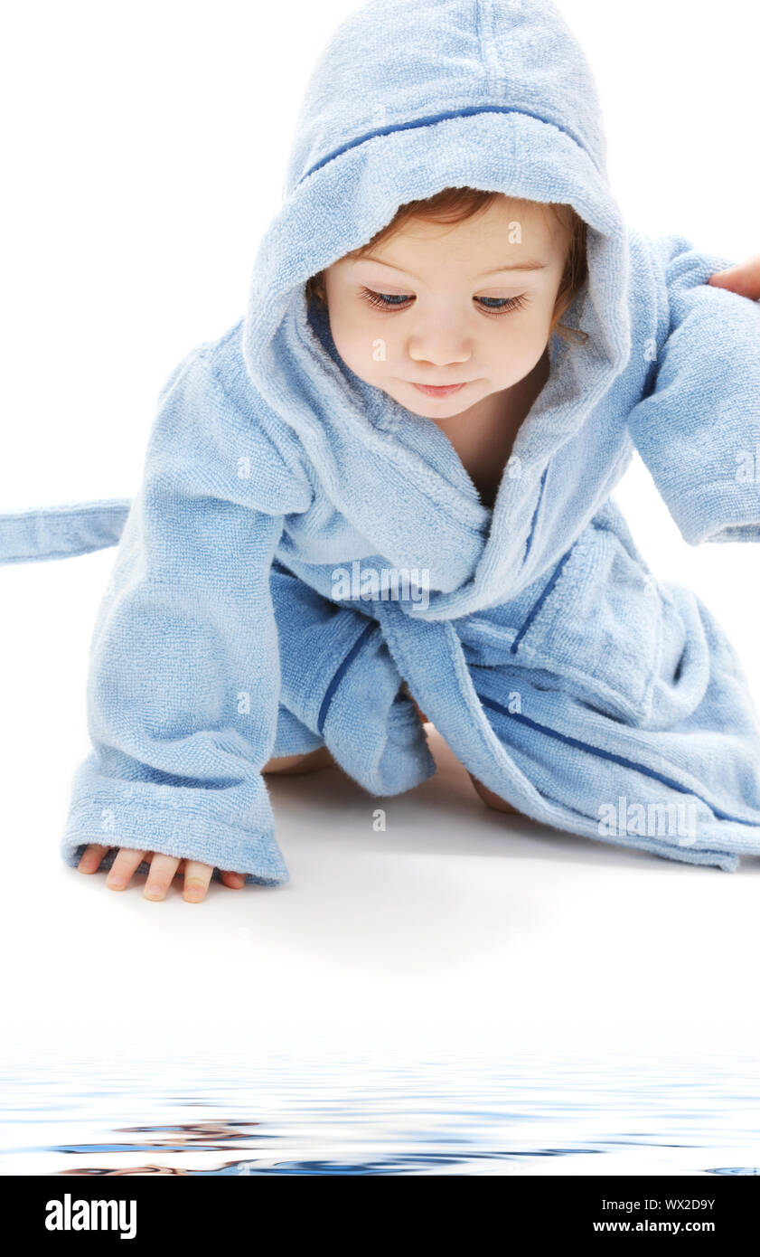 baby boy in blue robe Stock Photo - Alamy