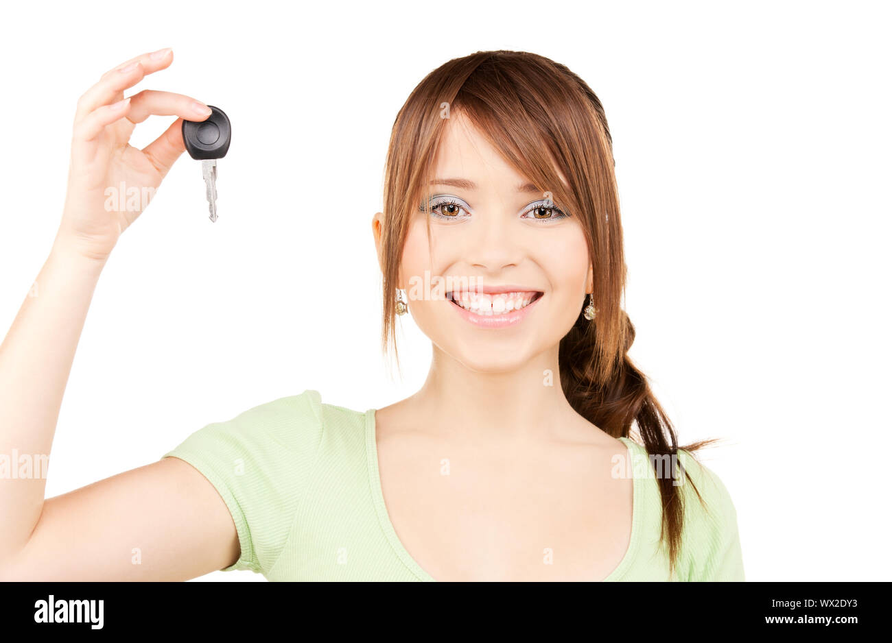 picture of happy teenage girl with car key Stock Photo - Alamy