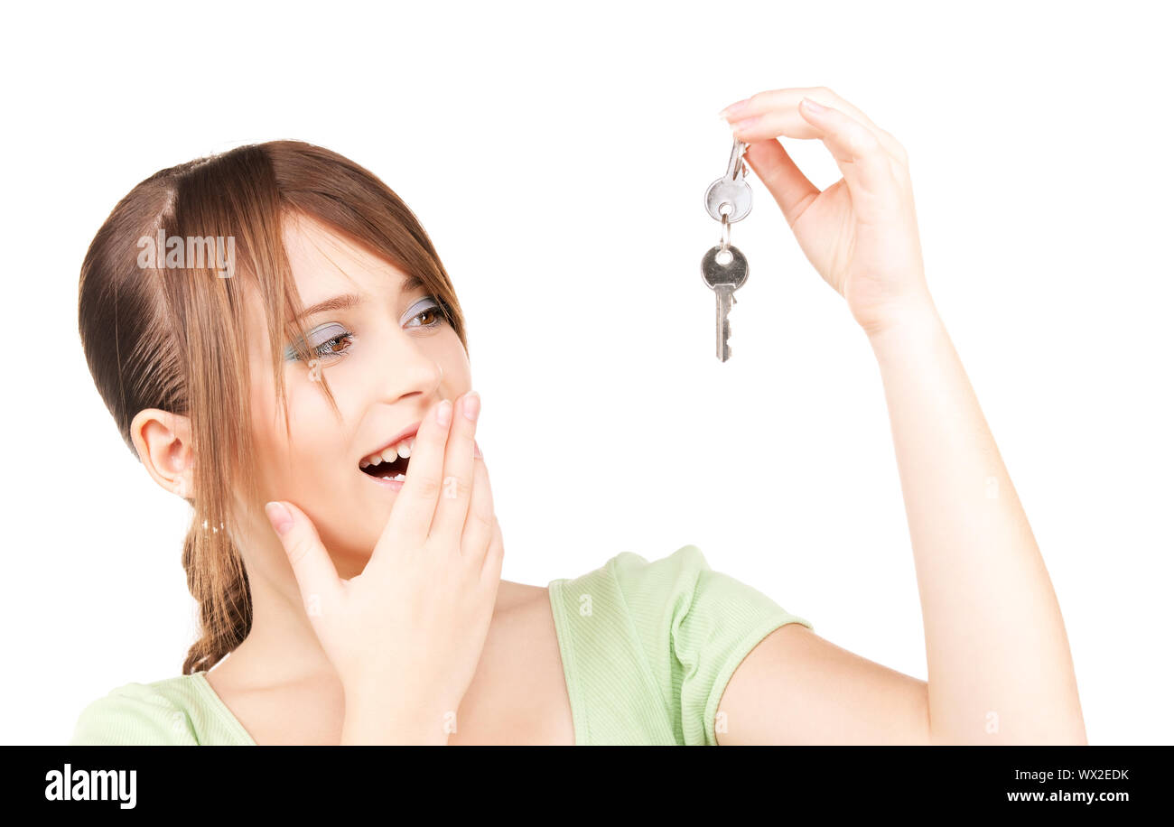 happy teenage girl with keys Stock Photo - Alamy