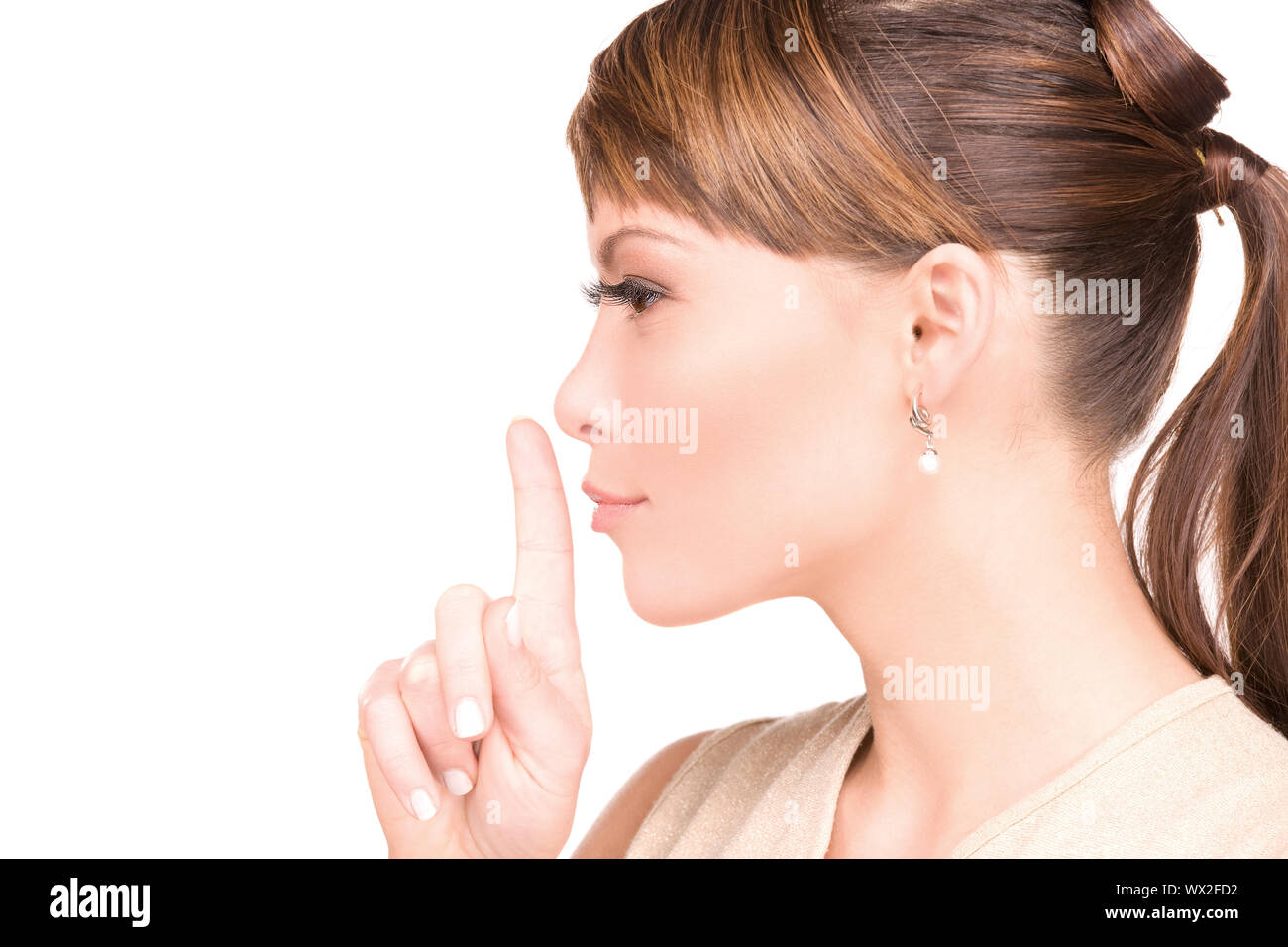 finger on lips Stock Photo - Alamy