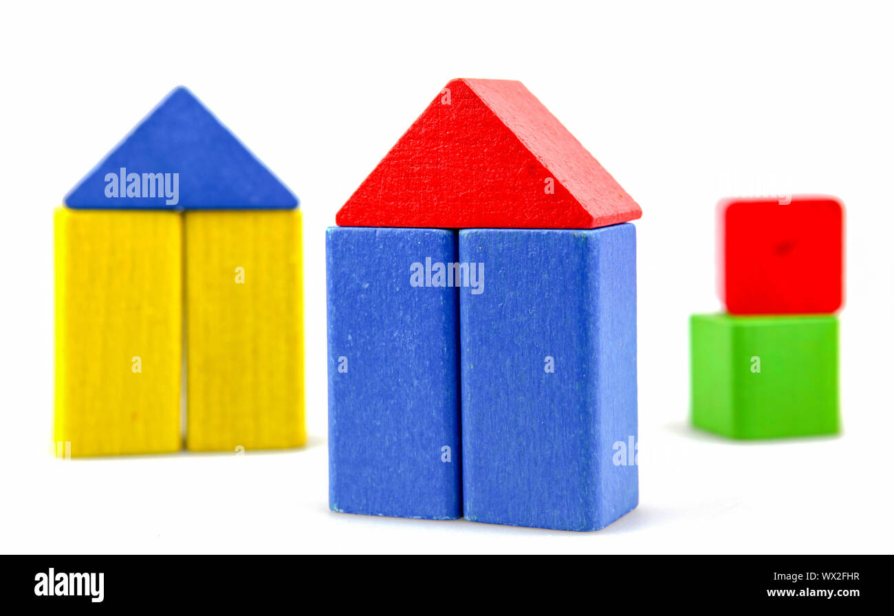 Coloured building blocks Cut Out Stock Images & Pictures - Alamy