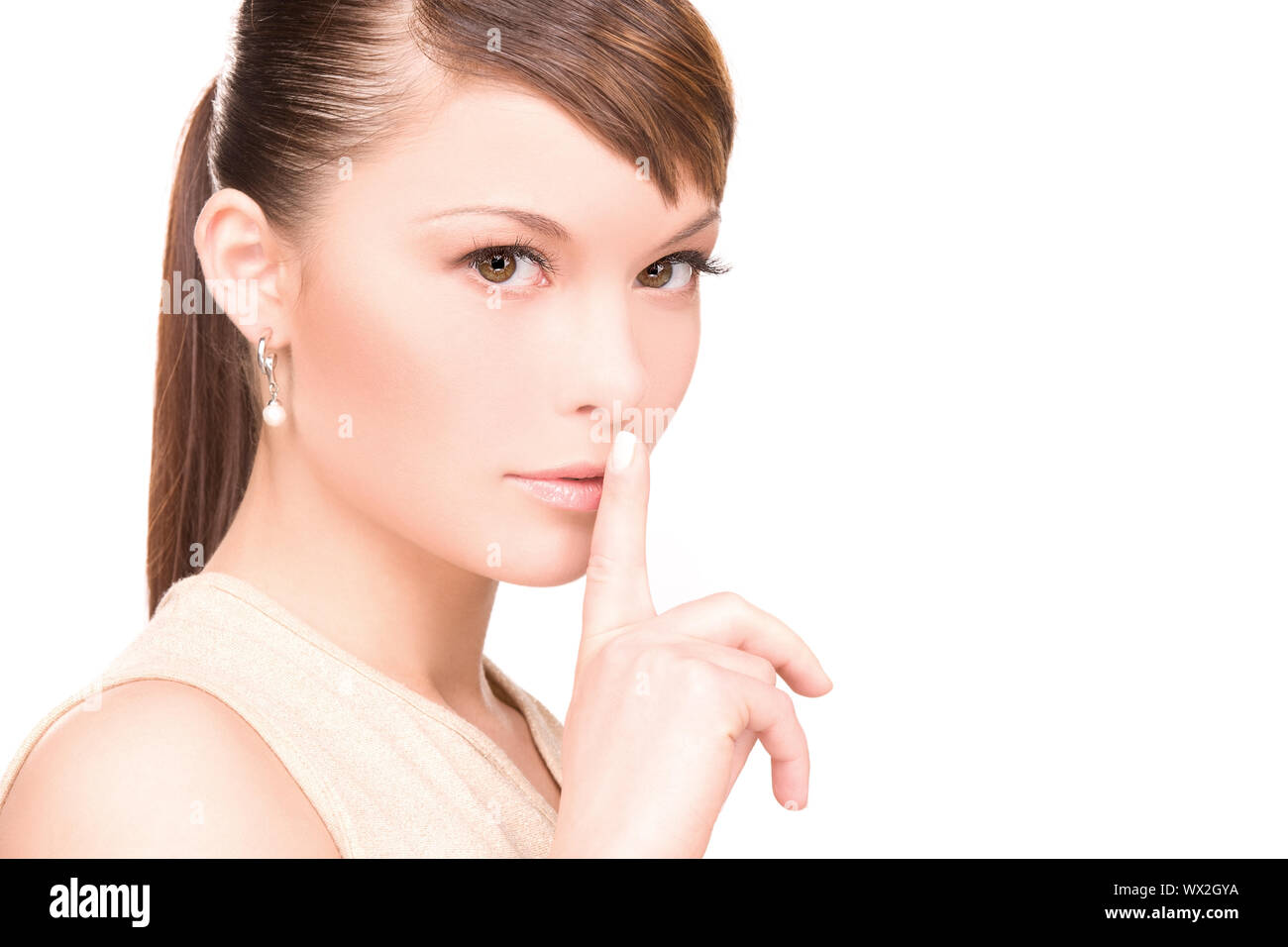 finger on lips Stock Photo - Alamy