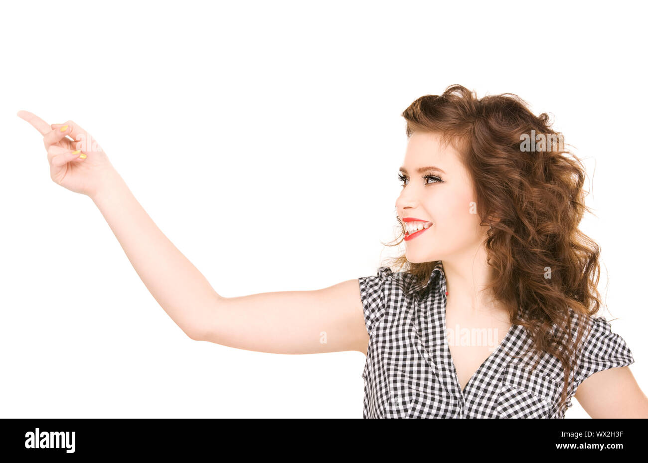 woman pointing her finger Stock Photo - Alamy